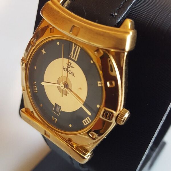 SWISS JOVIAL SRT82 22K GOLD PLATED QUARTZ MEN'S WATCH WITH DATE ...