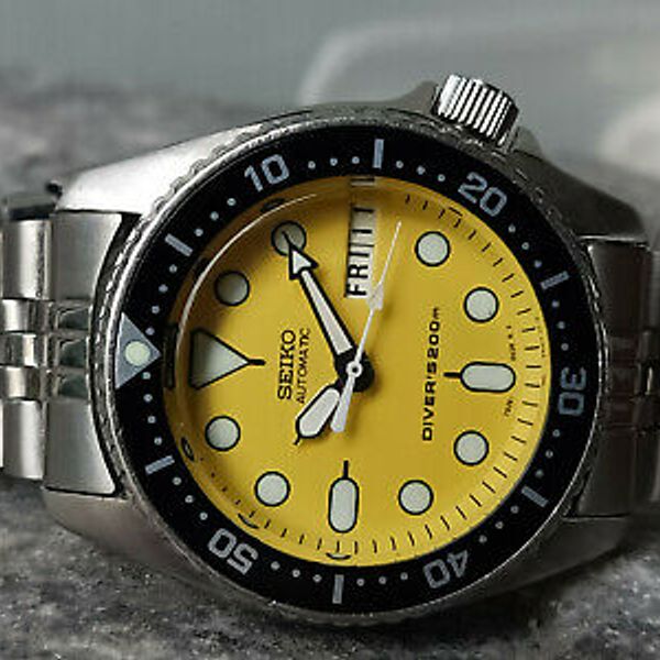 STUNNING YELLOW MOD SEIKO DIVER 7S26-0030 SKX013 AUTOMATIC MEN'S WATCH ...