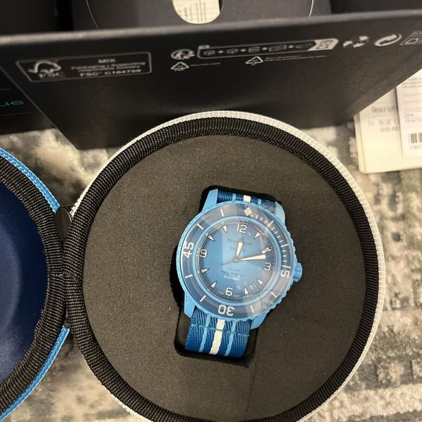 Swatch Blancpain Scuba Fifty Fathoms Divers Watch Blue Lagoon Brand New ...