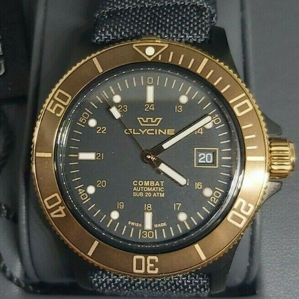 GLYCINE COMBAT AUTOMATIC SUB 20 ATMMENS WRIST WATCH GL0093-ST ...