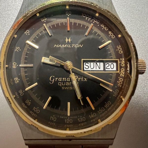 HAMILTON "Grand Prix" Swiss Quartz, Day/Date, Model #906281, Runs ...