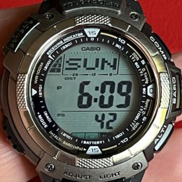 Vintage Casio PAW-1300T Solar Pathfinder Titanium Band JAPAN Great ...