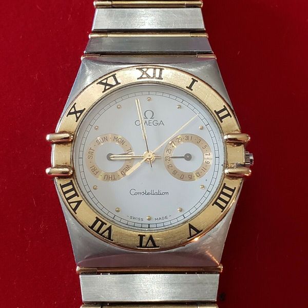 Omega Constellation 18k & Stainless Quartz Day & Date 33mm Cal.1444 NO ...