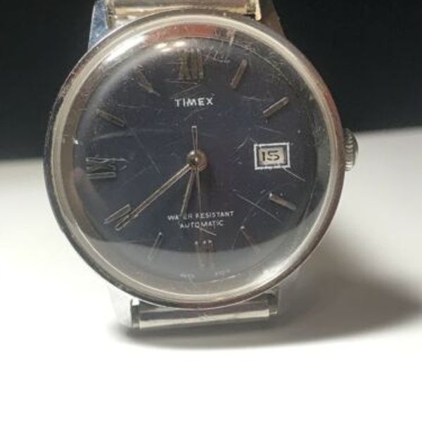 Vintage Timex SELF-WIND 1974 Automatic Watch 46551 03274 Black Dial ...