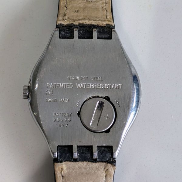 Vintage Swiss Swatch AG1993 Irony Date Dial Mens Leather Watch - 37mm ...