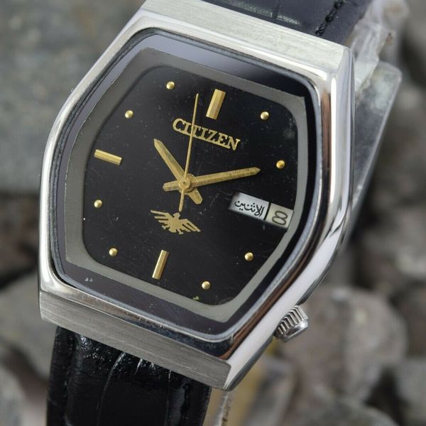 VINTAGE CITIZEN 8200 AUTOMATIC WRIST WATCH. BEAUTIFUL BLACK DIAL S/S ...