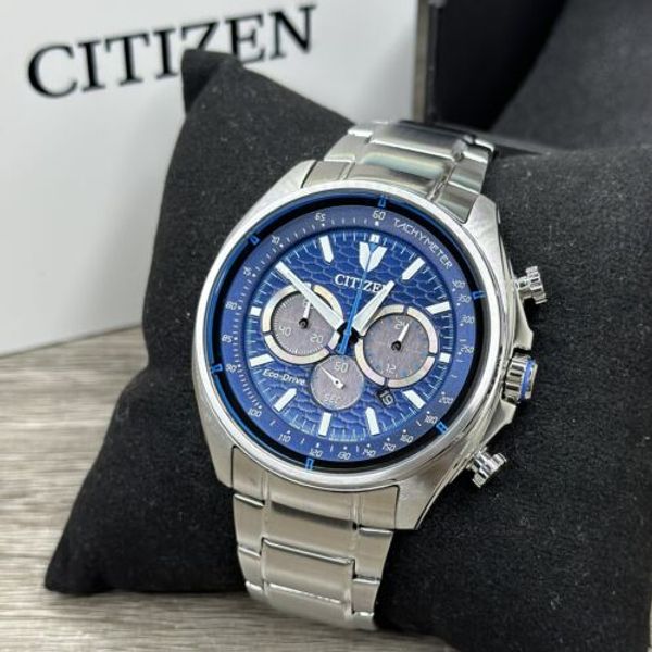 NEWâ Citizen Eco-Drive Sports Blue Chrono Date Steel Men's Watch 45MM ...