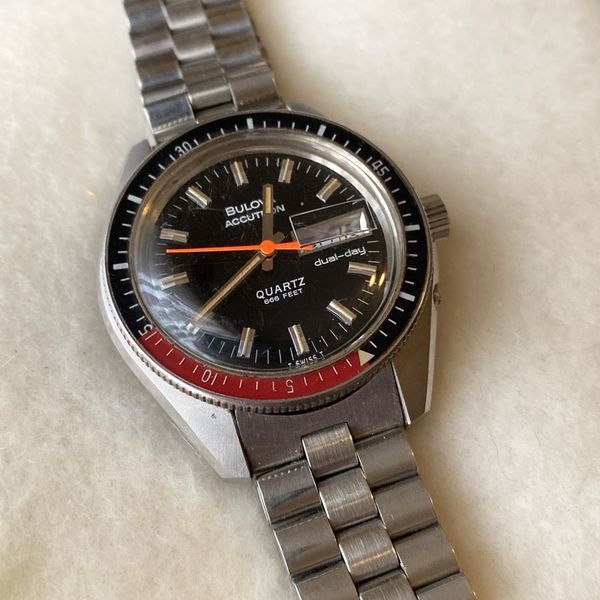 Vintage Bulova Accutron N7 Deep Sea 666 Devil Diver Dual Dial Mens ...