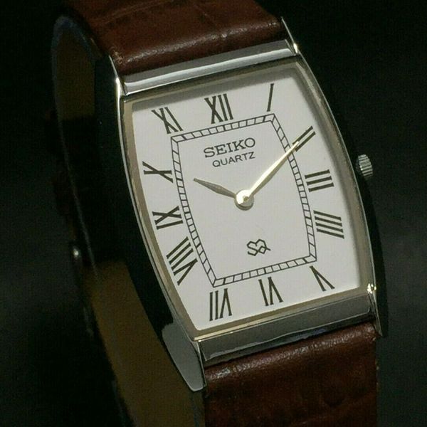 Seiko Slim Quartz Men's Roman Numeral's Dial Wrist Watch Japan Made ...