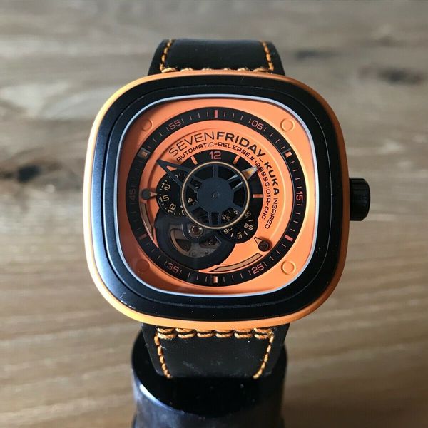 Watch sevenfriday wrist watch-sport automatic-steel orange kuka p ...