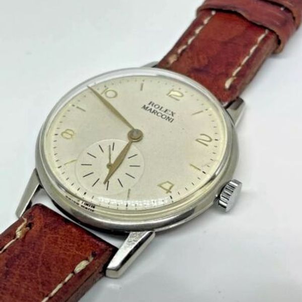 ANTIQUE 1940â s SILVER ROLEX MARCONI WRIST WATCH - SWISS MADE WONDERFUL ...