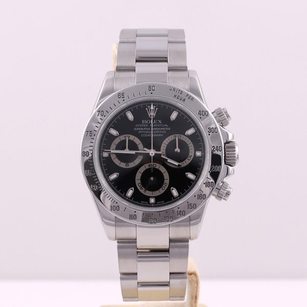 Rolex Daytona Black Dial Engraved Rehaut/Bezel 116520 Steel Box/Papers ...