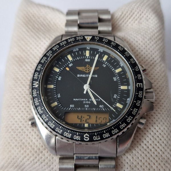Breitling Navitimer 3100-Pluton-Quartz-Ref 80191-Black Dial-Analog ...