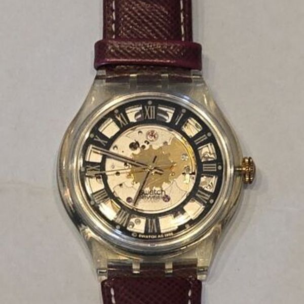 Vintage Swiss Swatch Automatic Skeleton Watch AG 1995 23 Jewel Works ...