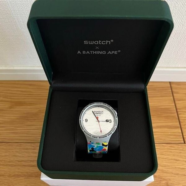 SWATCH BAPE Watch Tokyo Grey Multi Camo silver dial With Box SWATCH ...