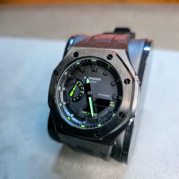 Casio GA2100-1A3ER Casioak AP Royal Oak Black BLACK/GREEN Analog ...