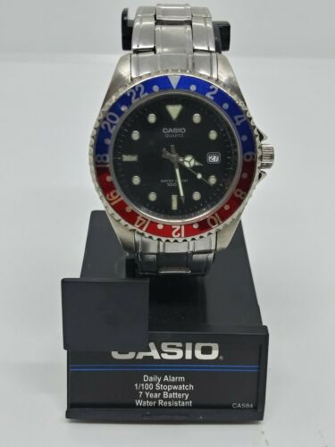 Casio Vintage Black Dial MTD-1010 Submariner Watch Module 1346 Pepsi ...