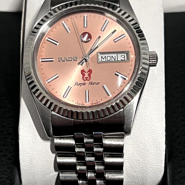 Rado Purple Horse Salmon Dial Day Date Overhauled Automatic Watch 36MM ...