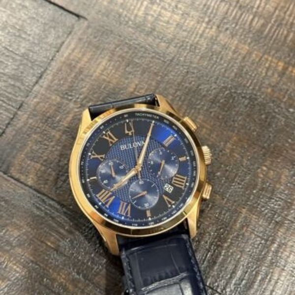 Bulova Wilton Classic Men's Blue Dial 97B170 Quartz Chronograph Watch ...