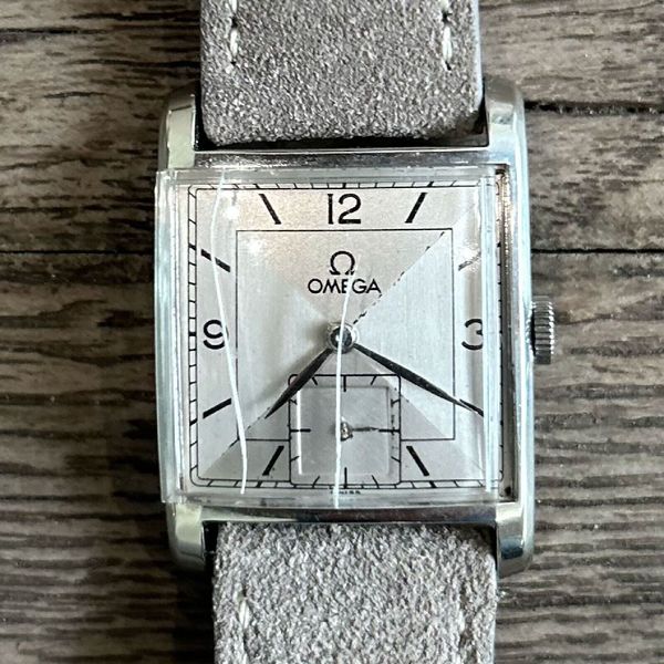 Vintage Omega Silver Dial Square Watch w/ cracked acrylic crystal ...