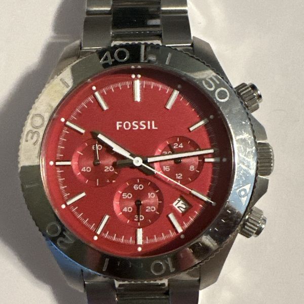 Fossil CH-2866 Retro Traveler Watch Red Face | WatchCharts Marketplace