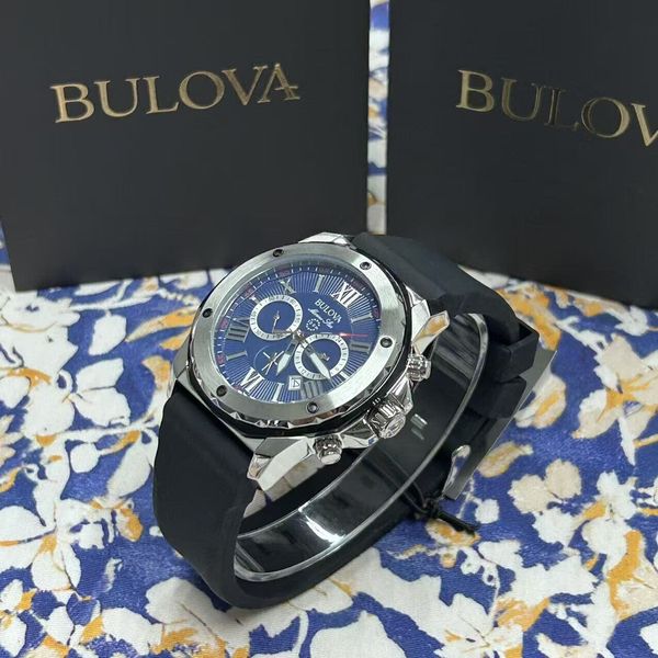 Bulova Marine Star Blue Dial Black Rubber Strap Men's Quartz Watch ...