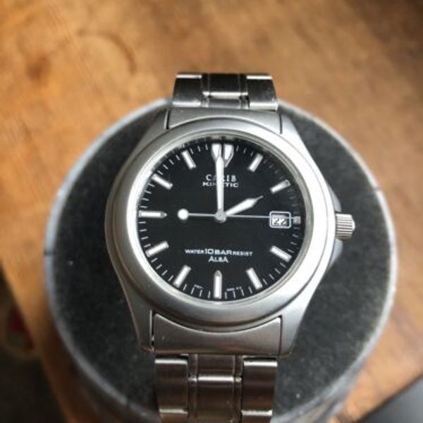 Seiko Alba Carib Kinetic Watch New Capacitor Fitted Bead Blast Steel ...