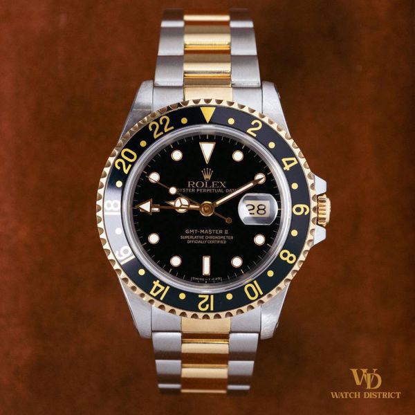 1993 40mm Rolex Half Gold GMT-Master II 16713 Black Dial | WatchCharts ...