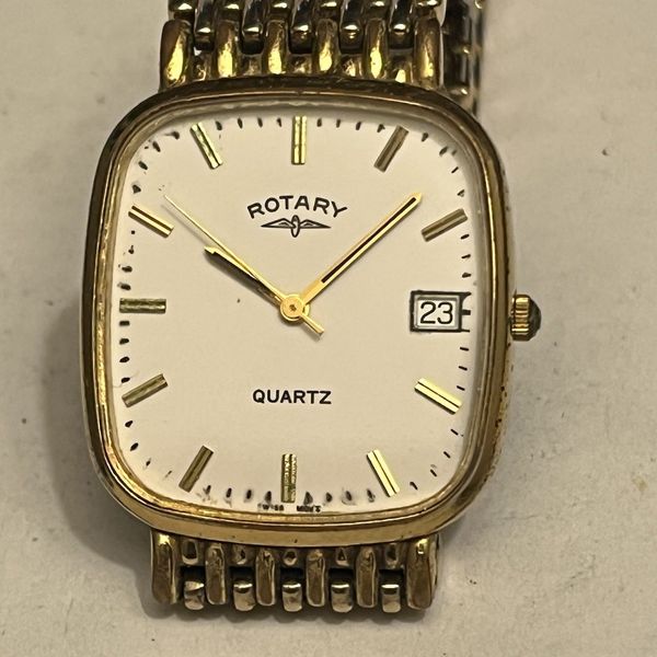 ROTARY TANK QUARTZ WATCH-GOLD PLATED-ETA MOVEMENT-IN F.W.O-NEW BATTERY ...