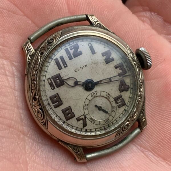 AS IS Vintage 1928 Men's Elgin 6/0s 7 Jewel Model E-7 Wrist Watch! NR ...