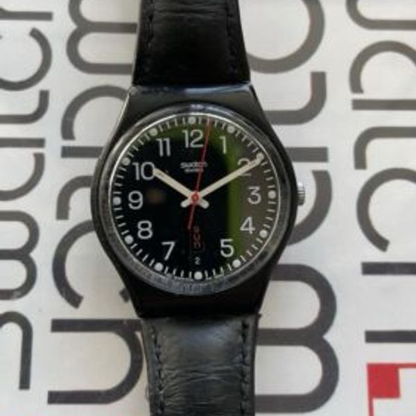 Swatch Red Sunday Standard Gents 34mm Leather | WatchCharts Marketplace