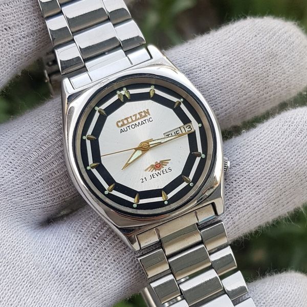 Vintage Citizen Automatic 21 Jewels White Black Dial Watch From Japan | WatchCharts Marketplace