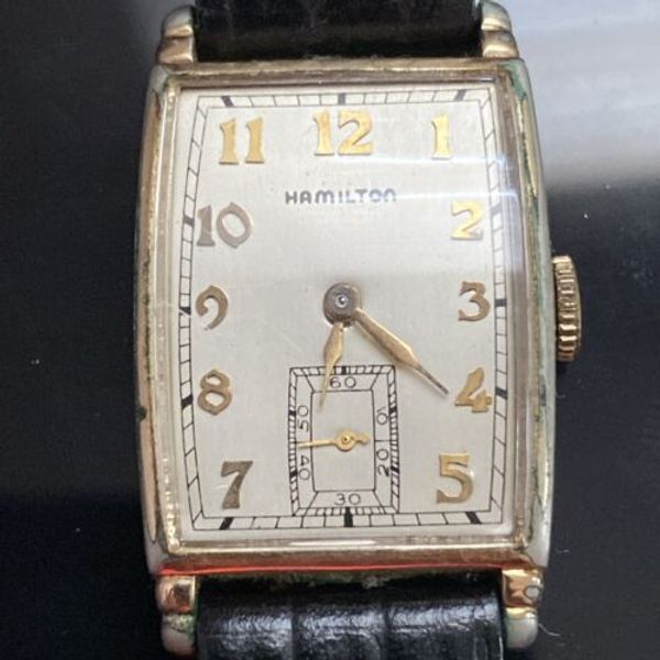 VINTAGE MENS HAMILTON 10k GOLD FILLED WRISTWATCH WATCH TANK STYLE ...