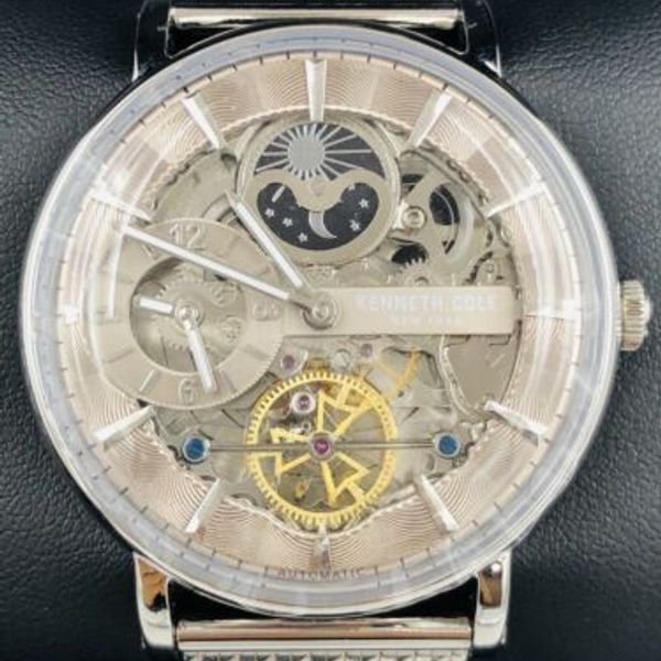 Kenneth Cole Automatic Skeleton Dial Stainless Steel Mesh Men's Watch ...