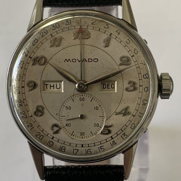 FS Superb 1940s Movado Triple Date Stainless Steel Calendograph ...