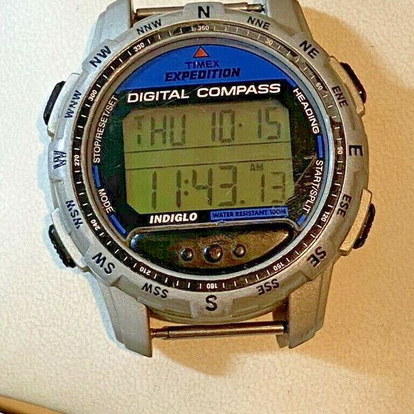 Vintage Timex Expedition Digital Compass Indiglo 100m Diver Watch- New ...