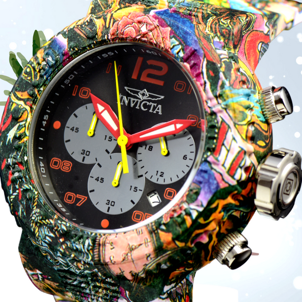 Invicta Men's Pro Diver Grand Black Dial Aqua Plated Graffiti Chrono ...