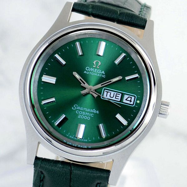 OMEGA SEAMASTER COSMIC2000 AUTOMATIC DAY&DATE EMERALD DIAL MEN'S WATCH ...