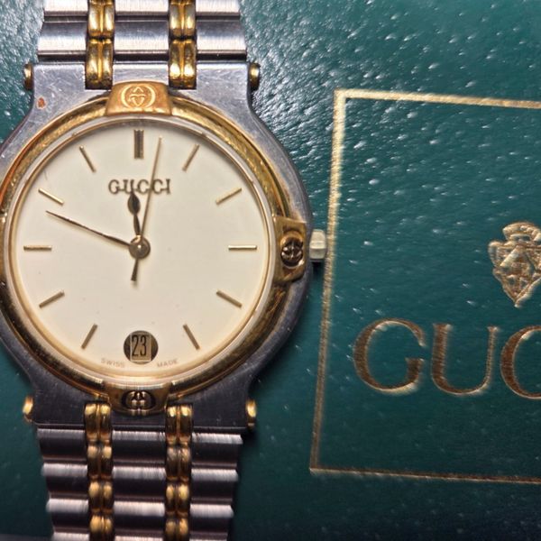 Genuine Gucci 9000M Men's Wristwatch Vintage Date Display Swiss Made ...
