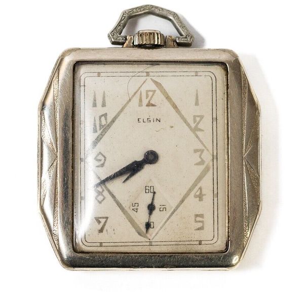 1932 Art Deco Working Elgin 14k Gold Filled Rectangle Shaped Pocket ...