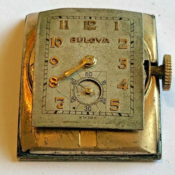 Vintage Bulova 17 jewel drivers watch 10KGF right angle case back 1930 ...