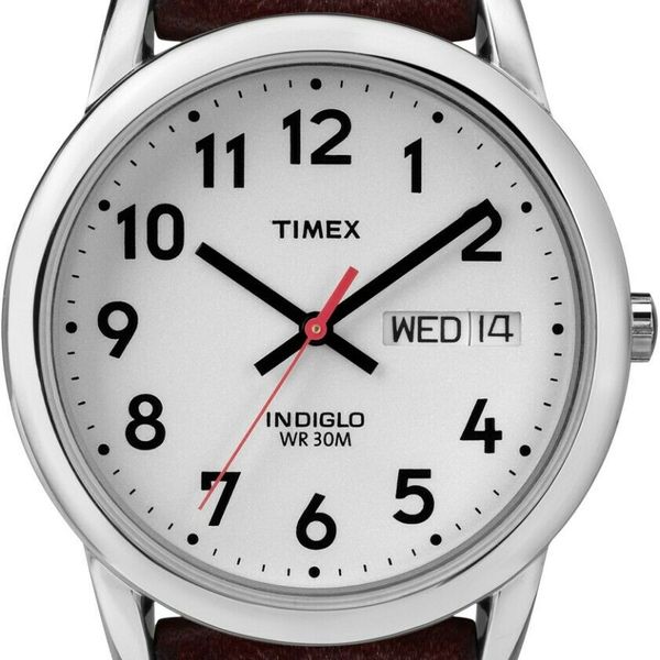 Timex Mens Day and Date Watch T20041, Leather strap, Indiglo Night ...