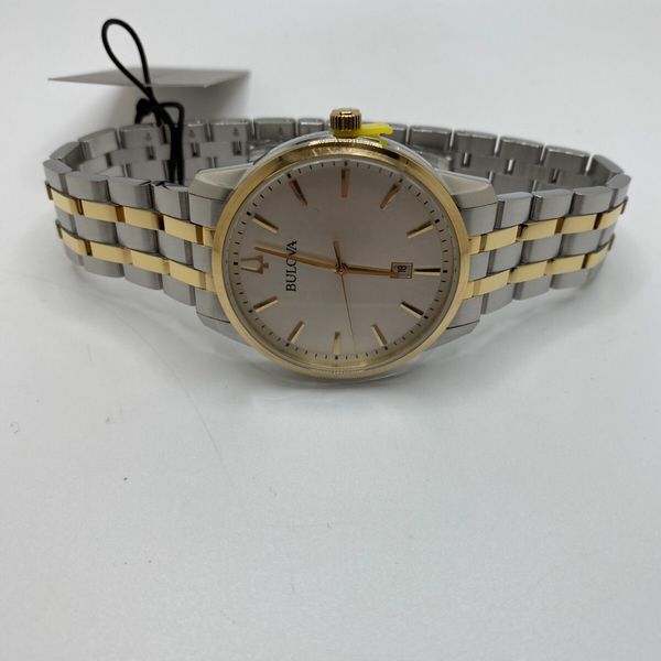 Bulova Classic Sutton 98B385 Mens Silver Gold Two Tone Round Wristwatch ...