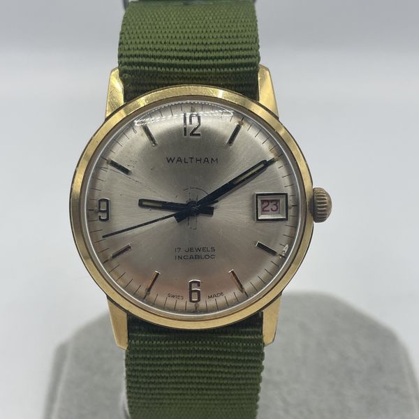 Vintage Waltham Incabloc 17 Jewel Manual Men's Watch Swiss Made Gold Plated 35mm | WatchCharts ...