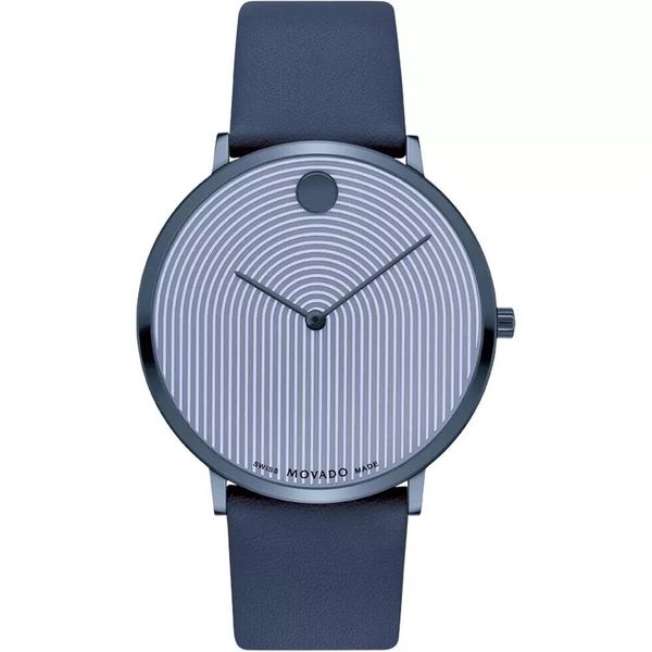 Movado Modern 47 Blue Dial & Blue Leather Strap Swiss Watch ...