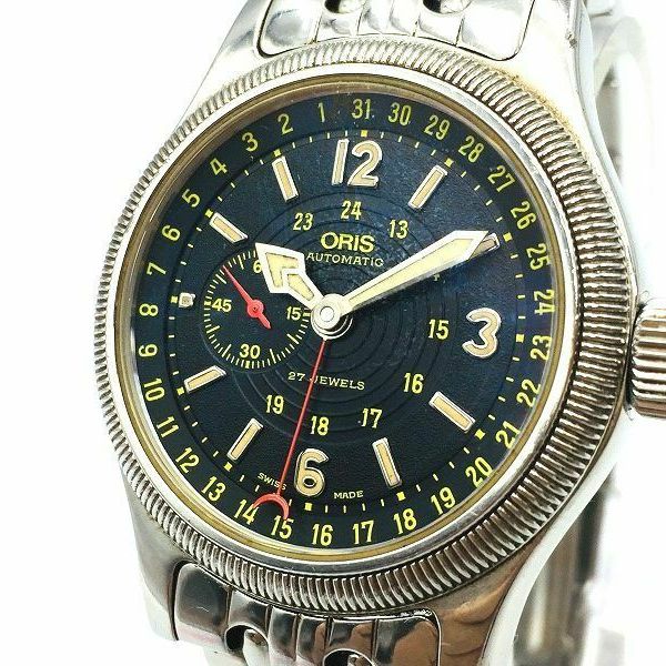 ORIS Watch 7482 640 Black 27 JEWELS Automatic Small Seconds Date T3982 ...