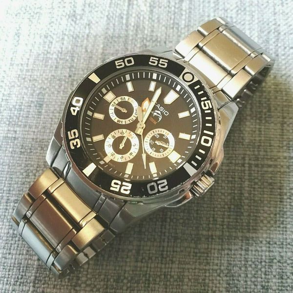 casio duro mdv-302 multi hands stainless steel quartz watch 2364 200 mt ...