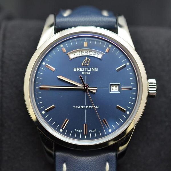 FS: MINT Breitling Transocean Day-Date A453106N/ C909 Blue Dial Limited ...