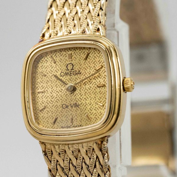 **NEAR MINT** Vintage OMEGA De Ville Cal.1375 Quartz 10 KT GF Gold ...