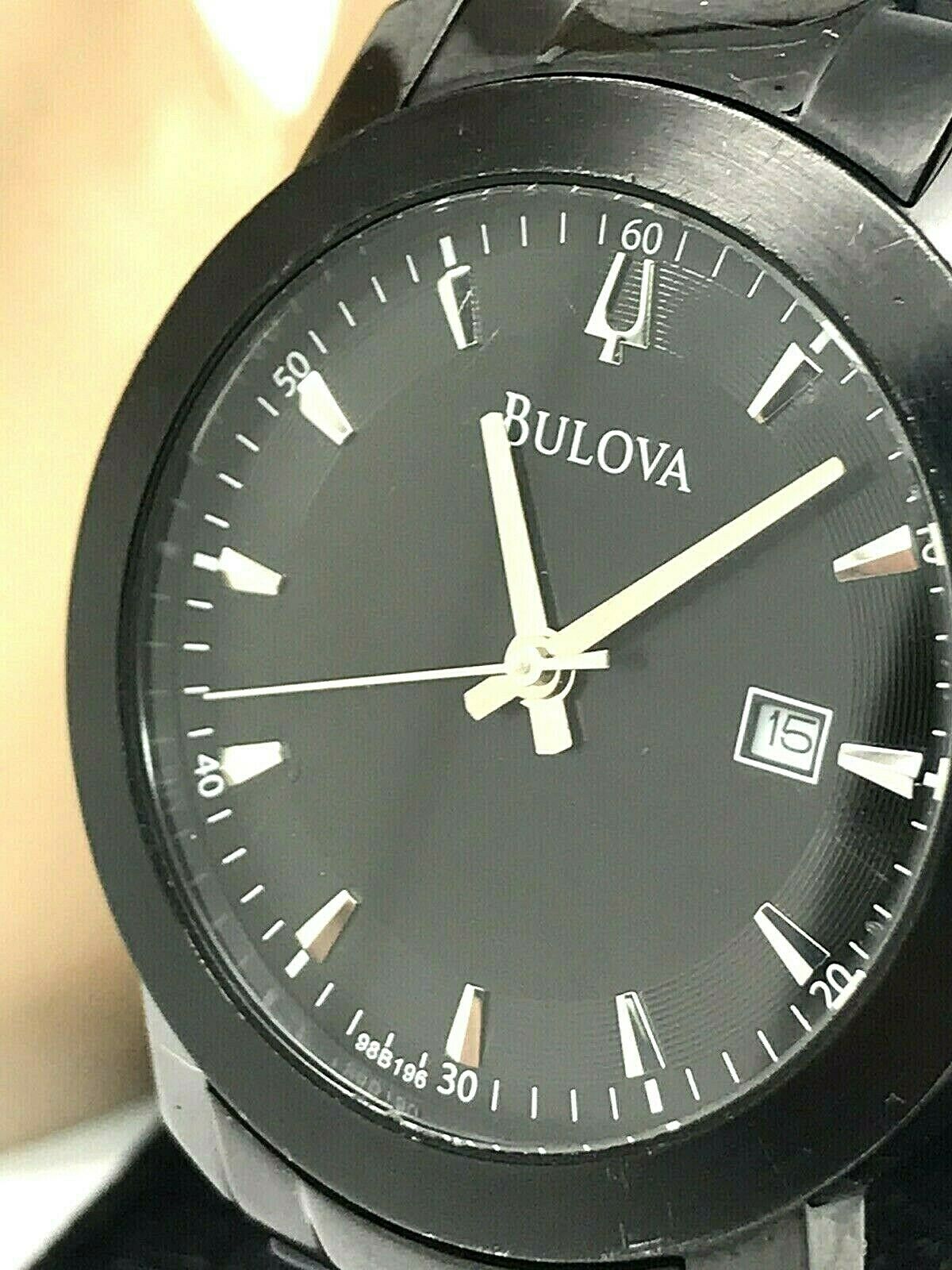 Bulova 98B196 Men's Black Stainless Steel Quartz Watch FOR REPAIR PARTS ...